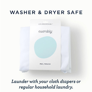 Esembly Pail Pouch, Hangable and Washable Waterproof Diaper Pail Liner and Reusable Laundry Bag, One Size, Sea Salt