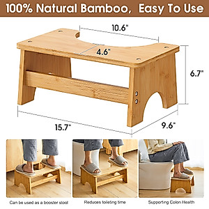 FILWH Toilet Stool for Bathroom Squatting Toilet Stool Poop Stool Bamboo Anti-Slip Toilet Stool Foldable Toilet Potty Step Stool for Adult Elders Portable Sturdy(6.7 Inches)