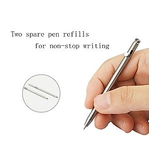 YEEMO Mini Pen,Non-Toxic Titanium EDC Pen with Keychain, Compact and Stylish Small Pen(Only 82mm in Length and Comes with 2 Refill Cartridges)