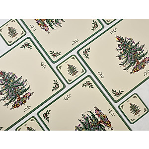 Pimpernel Christmas Tree Collection Placemats | Set of 4 | Heat Resistant Mats | Cork-Backed Board | Hard Placemat Set for Dining Table | Measures 15.7” x 11.7” Green