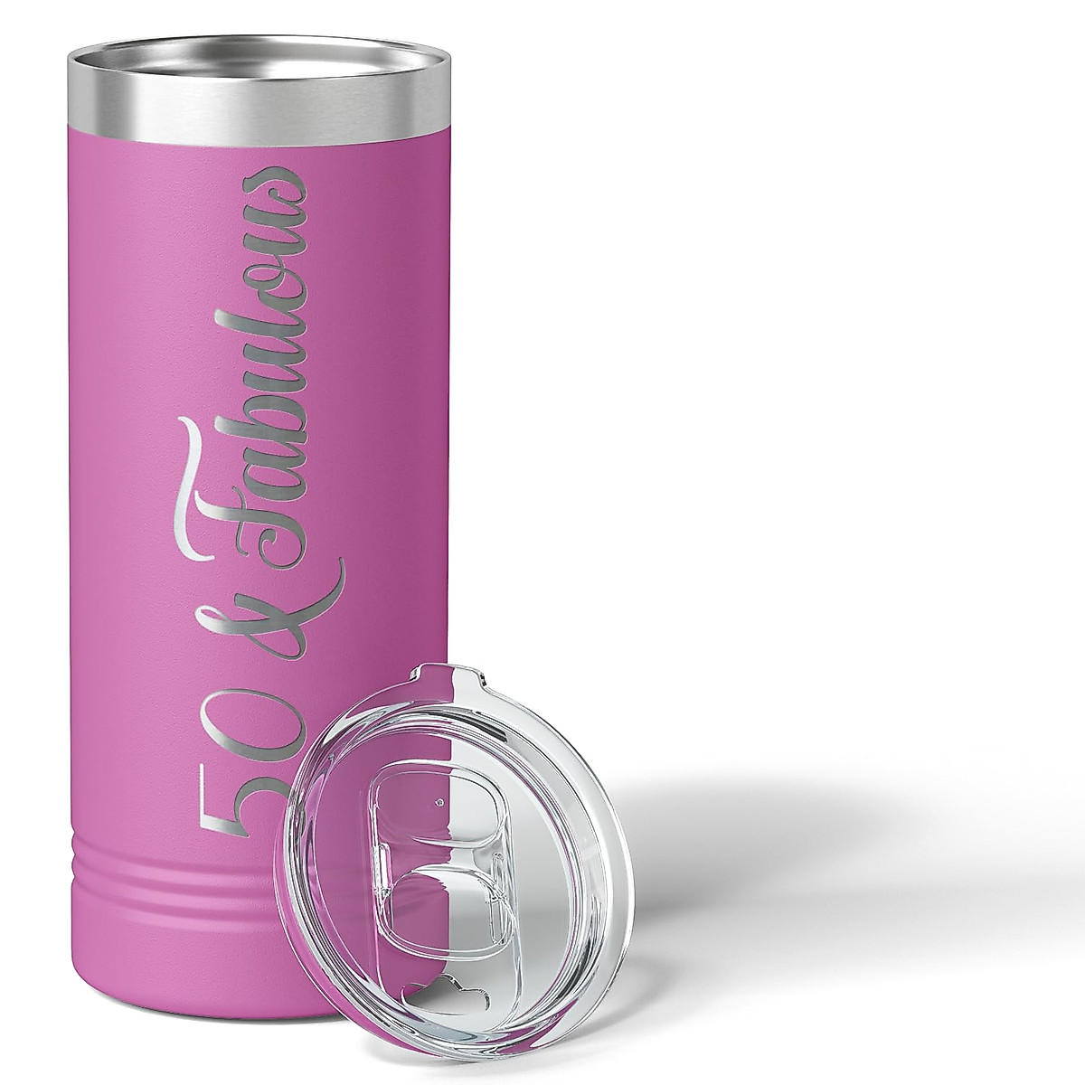 50 & Fabulous 22 oz Skinny Tumbler 50th Birthday Gifts For Women on Blush Decorations Funny Present Vacuum Insulated Cup