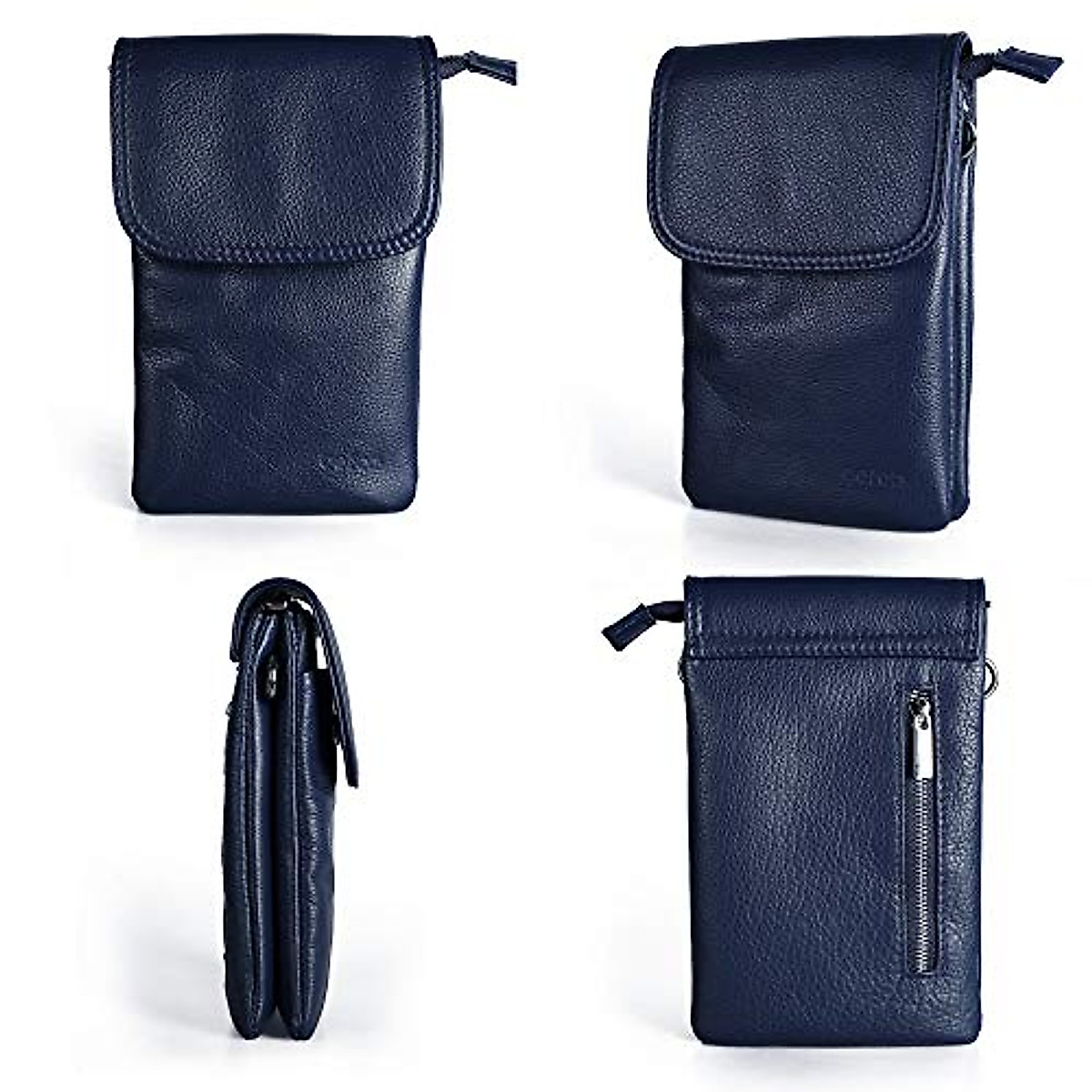 befen Cell Phone Crossbody Wallet Purse, Women Small Leather Crossbody Bag - Fit iPhone Xs Max (Navy Blue)