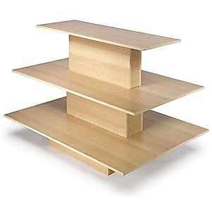 Displays2go Retail Table Display | Tiered Maple Design (3TRT6042HM)