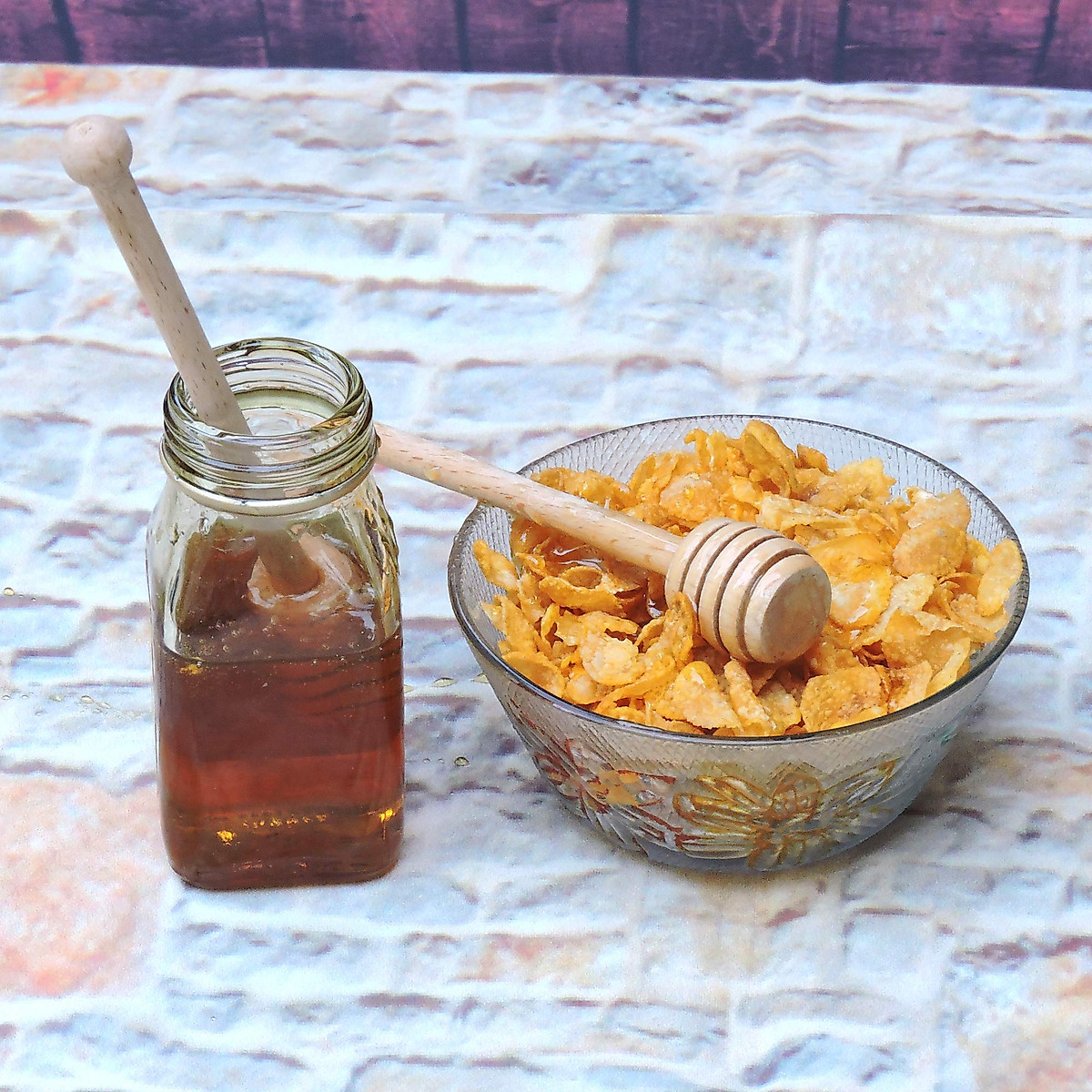 HealthGoodsIn - Set of 2 Wooden Honey Dipper for Easy Honey Dispensing