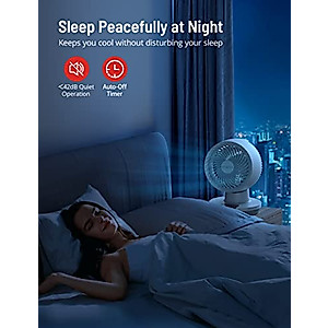 Air Circulator Fan with Remote, Small Oscillating Table Fan with 8-Hour Timer, 90-Degree Tilt, 3 Speeds, LED Display, Touch Control, Quiet Desktop Fan for Bedroom, Office, Living Room, Home