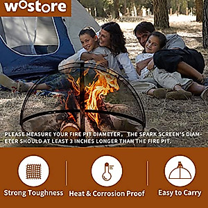 Fire Pit Spark Screen Cover Accessory Easy-Opening Outdoor Backyard Heavy-Duty Round Fire Mesh Screen Guard Hinged Door-24 Inch