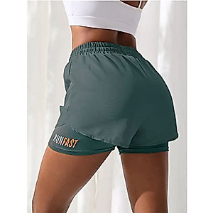 YOAKUKA Women's 2 in 1 Workout Shorts Gym Workout Yoga Running Biker Tennis Skirts Clothes Summer Green