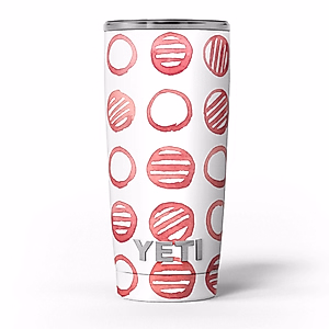 Design Skinz Red Striped Polka Dots - Skin Decal Vinyl Wrap Kit Compatible with The Yeti Rambler Cooler Tumbler Cups