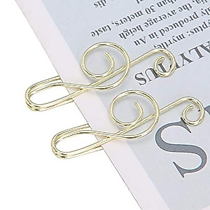 20Pcs Musical Note Paperclip Metal Iron Wire Notebook Agenda Folder Special Shaped Paper Clips for Bookmark Organize Home Office School(golden)