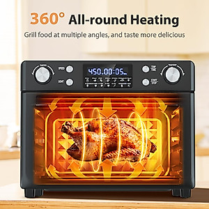 LifePlus Convection Toaster Oven Combo, 32Qt Large Oven Countertop 12-In-1, Stainless Steel with Toast Bake and Broil, 6 Slice Toast, 12'' Pizza, 1700 Watts