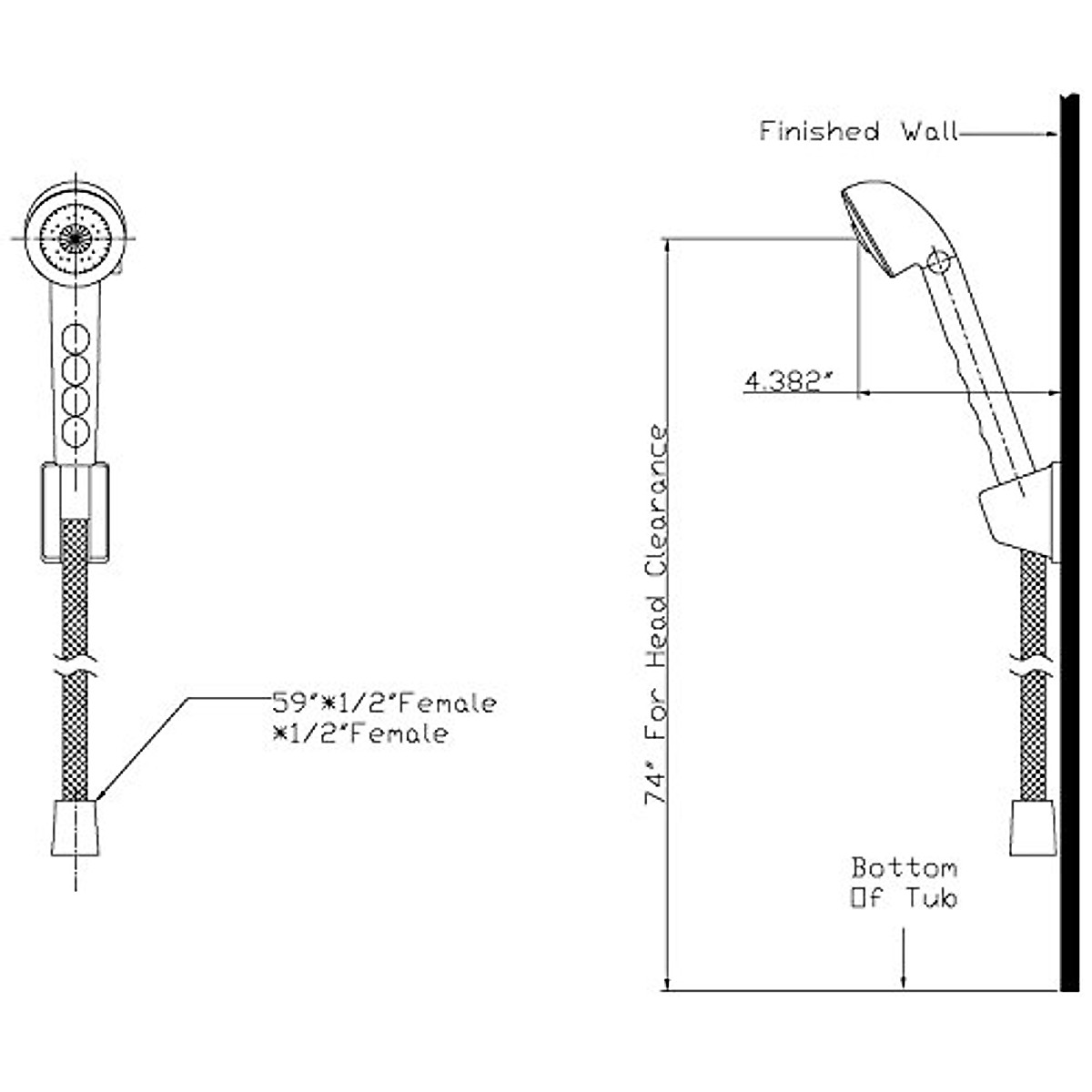 Laguna Brass 3210ACP/4120CP RV Replacement Non-Metallic Two Handle 4" Tub Diverter with Matching Hand-Held Shower Set, Chrome Finish