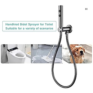 GLYYR Brass Handheld Bidet Sprayer for Toilet, 2-Mode Bidet Sprayer with Bidet Hose, Cloth Diaper Toilet Sprayer Bidet Attachment, Suitable for for Feminine Hygiene, Gun Gray