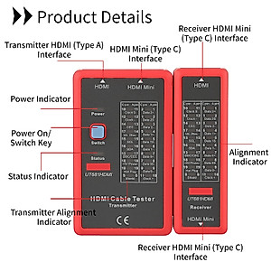HDMI/Mini-HDMI Cable Tester,HDMI Data Cable Tester,Supports Fast scan Mode and Full Display Mode