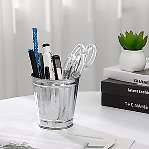 TOYANDONA Mini Trash Can with Lid- Stainless Steel Small Desktop Garbage Can, Tiny Trash Bin Office Wastebasket for Countertop Pen Pencil Cup Holder for Office Supplies