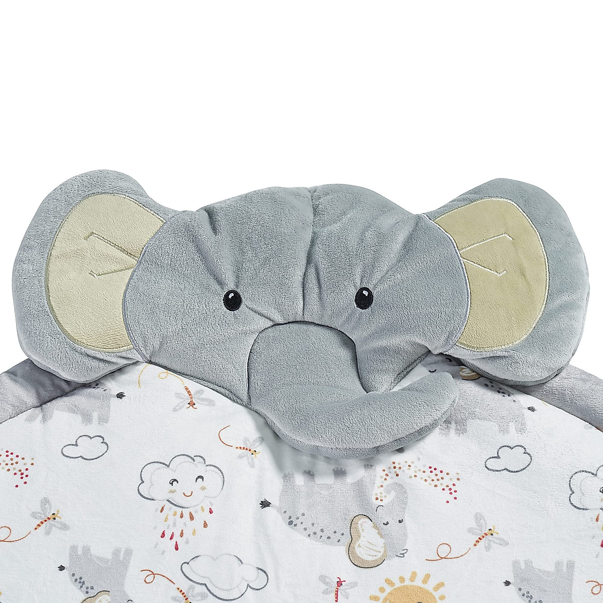 WTdianpu Thick Baby Play Tummy Time Mat Plush Stuffed Animal Infant Crawling Nap Activity Travel Mat for Newborn Girl Boy Toddler - Nursery Gift, 30''x30'', Elephant(2) (421PB0072N-1)