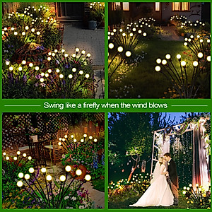 Salangae Solar Garden Lights, Solar Firefly Lights 4 Pack 40 LEDs, Sway by Wind, Solar Swaying Lights with IP65 Waterproof, Yard Patio Pathway Decoration, High Flexibility Iron Wire, Warm White