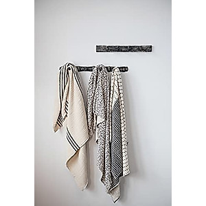 Creative Co-Op Reclaimed Wood Distressed Finish and 4 Hooks Each, Set of 2 Wall Décor, Black