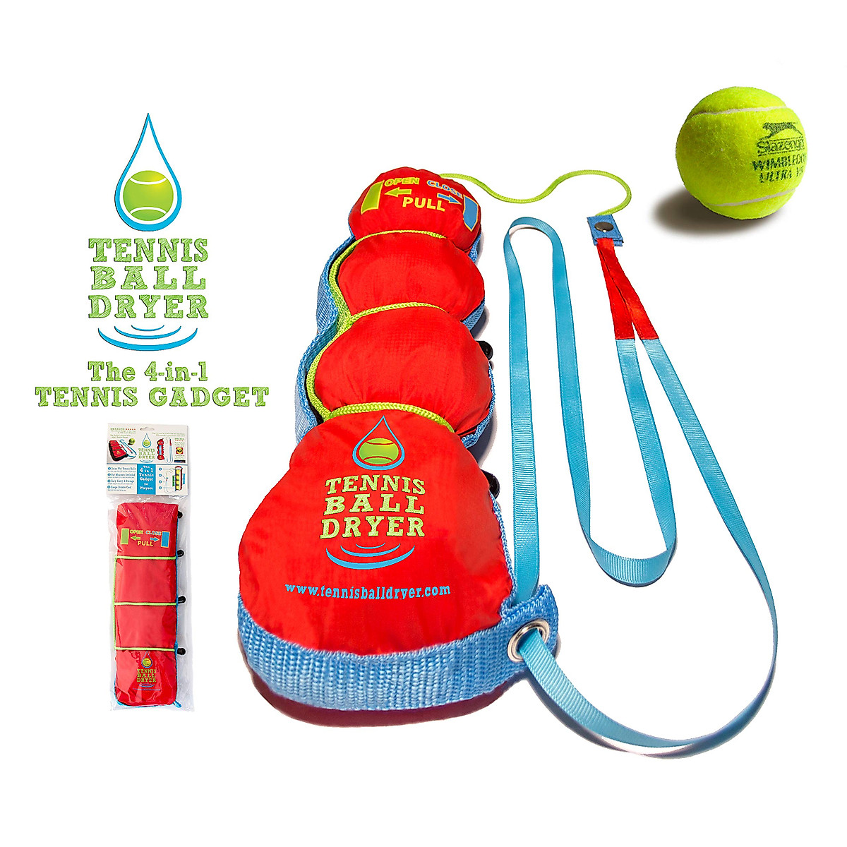 Tennis Ball Dryer -The 4-in-1 Tennis Gadget - Voted 'Best Tennis Gadget' - Includes 4 Great Features in 1. The Perfect Tennis Gift for Any Player.