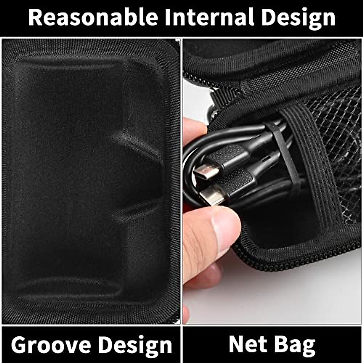 Case Compatible with iWALK Portable Charger Power Bank 4500/ 4800mAh. Charging Battery Pack Holder Storage for LinkPod Mini for iPhone 13/ 12/ 11/ Pro Max, Pocket Organizer for USB-C - Black Bag Only