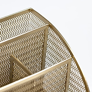 BLU MONACO Designer Metal Gold Desktop Organizer - Desk Organization for Office Accessories - Supplies, Pencils, and Pen Holder for Desk - Cute Gold Desk Accessories - Small Office Desk Organizers