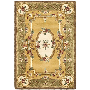 SAFAVIEH Classic Collection Area Rug - 8'3" x 11', Light Gold & Green, Handmade Traditional Oriental Wool, Ideal for High Traffic Areas in Living Room, Bedroom (CL280A)