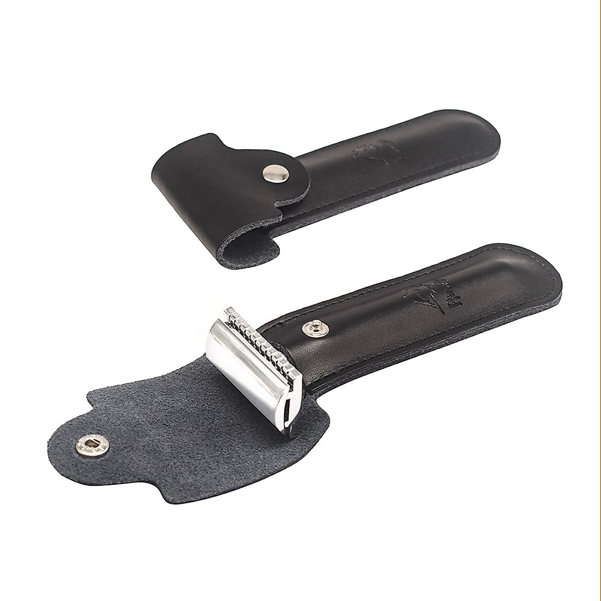 Genuine Leather Case Razor Protective Travel Case RIVERLAKE for Safety Razor's Double Edge Safety Case Cover Shaving Pouch Holder/Travel Case (Protective Case, Black)