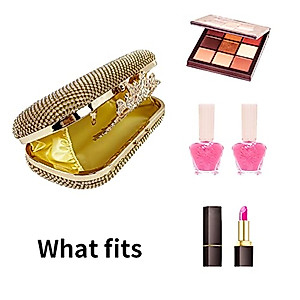 shiiriin | Women's Rhinestones Bling Crystal Clutch Purse Hand Bag | Bridal Wedding Daytime Evening Party (Gold)