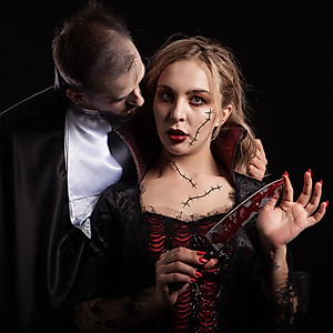 Retisee Costume Accessories Include 20 Sheet Realistic Fake Scars Temporary Tattoos with Solid Colored Opaque Footed Tights Horror Cosplay Accessories for Adults Kids