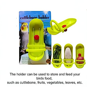 Bird Feeding Cup Rack Plastic Cuttlebone Holder Bird Cage Storage Bowl Stand Parrot Food Holder for Budgies Parakeet Cockatiel Conure Lovebird Color Randomly(Without Cuttlebone)