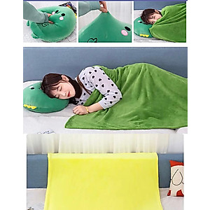 Plush Stuffed Animal Pillow Toy with Blanket Hugging Cute Anime Throw Pillow with Coral Fleece Blanket (EXCELENT Quality) (Dinosaur)