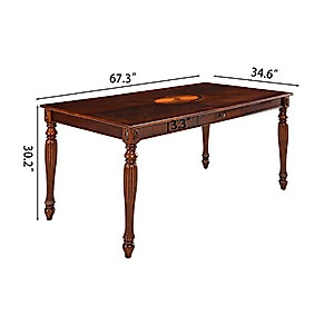 JESONVID Solid Wood Dining Table with Drawer, 67.3" Kitchen Dining Room Tables Mid Century Style 6-8 Person Natural Cherry Wooden Rectangle Extension Farmhouse Rustic Table Furniture,CCZ1533