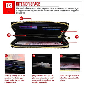 Dellukee Women Leather Zip Around Wallet Case Car Phone Clutch Purse Card Holder Organizer Polka Dot Red