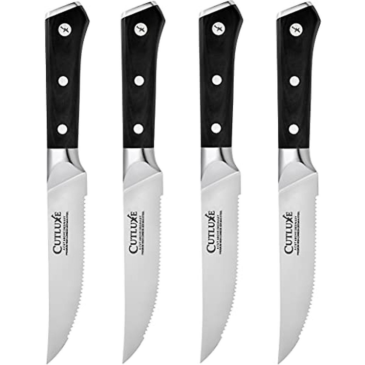 Cutluxe Steak Knives - Serrated Steak Knife Set of 4 – Forged High Carbon German Steel – Full Tang – Ergonomic Handle Design – Artisan Series