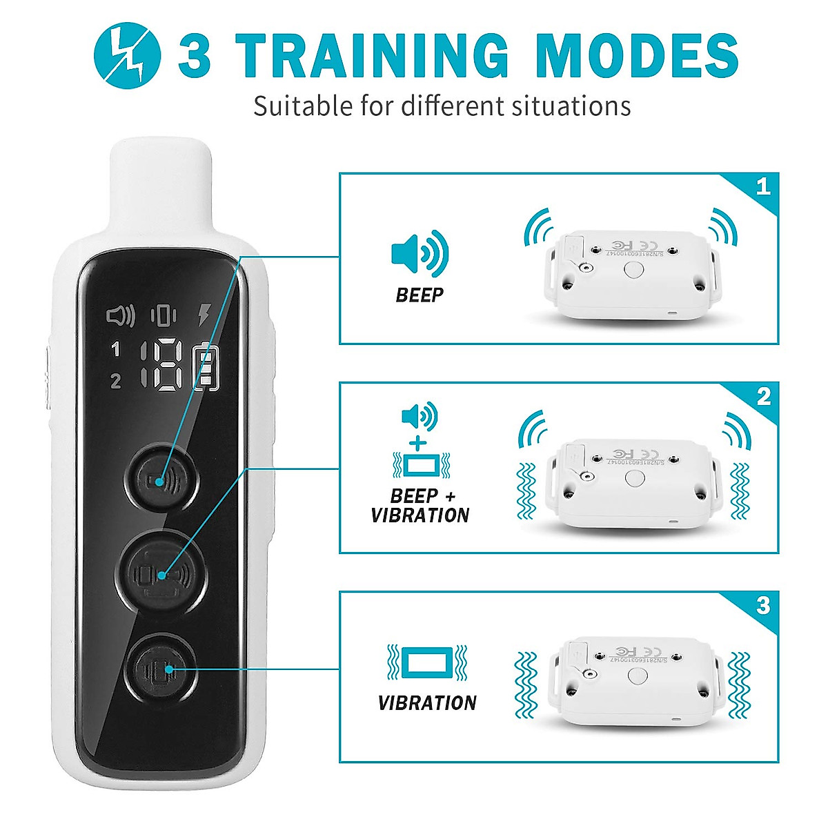 Paws Furlosophy Dog Training Collar with Remote, No Shock Collar for Dogs, 1000ft Remote Control Dog E Collar,3 Training Modes, Suitable for Small, Medium, Large Dogs, IPX7 Waterproof