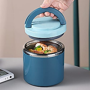 Ptsygantl Food Thermos, 1000ml Soup Thermos, Stainless Steel Bento Box with Handle, Breakfast Cup Soup Storage Container Sealed for Work Travel (Blue)