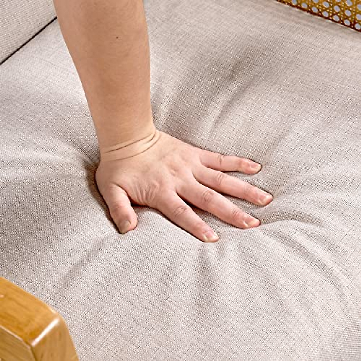 Yaheetech Accent Chair, Modern Armchair with Wood Legs, Mid Century Living Room Chair Linen Comfy Lounge Chair for Bedroom Reading Room, Set of 2, Beige