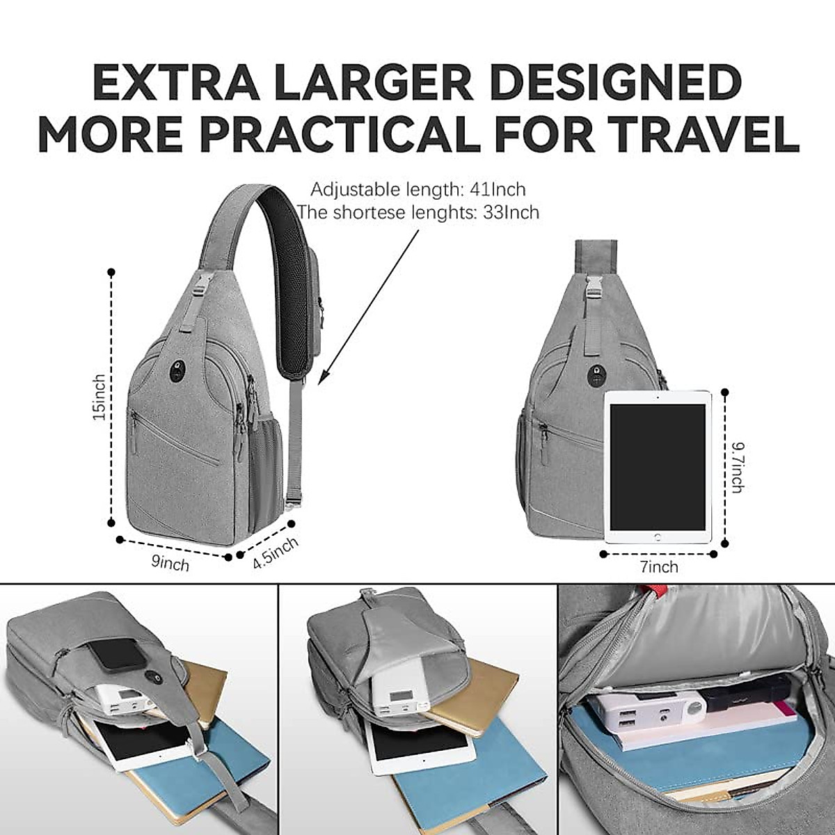 MOCKGVY Sling Backpack for Women, Crossbody Backpack, Anti Theft Sling Bag for Men