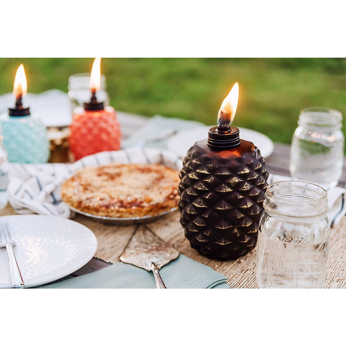 TIKI Brand Convertible 65 Inch Torch Glass Pineapple Copper