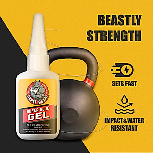 Beast Bond Super Glue - Max Strength Adhesive for Plastic, Wood, Metal, Ceramic, Rubber, Leather, Paper - Long-Lasting Professional Grade Cyanoacrylate - 1.41 Ounce (40g) Pack of 2
