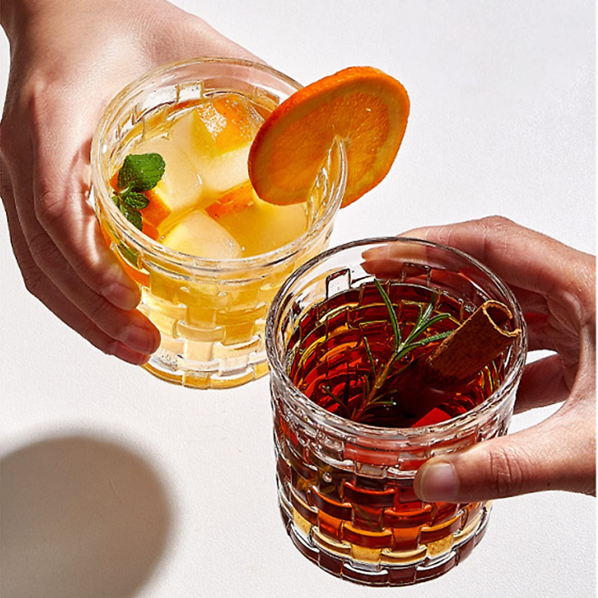 Dicunoy 6 Pack Juice Drinking Glasses, 8 oz Water Glasses with Heavy Base, Crystal Small Beverage Cups for Soda, Water, Milk, Whisky, Beer, Cocktail