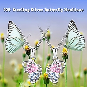 Best Friend Friendship Necklaces for 2 925 Sterling Silver Butterfly Matching Necklaces Bff Necklace 2 Gilr Gift Sister Necklaces Connect Together Long Distance