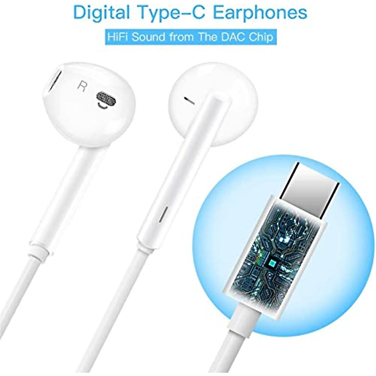 2 Pack USB C Headphones, USB C Type C Earbuds In-Ear Wired Earphones with Mic & Volume Control Noise Cancelling Bass Stereo Compatible with iPad Pro, Samsung Galaxy S22 S21 Ultra S20, Google Pixel 6 5