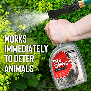 Deer Stopper II Garden Animal Repellent - Safe & Effective, All Natural Food Grade Ingredients; Repels Deer Elk, and Moose; Easy to Use, 32 fl. oz. Liquid Concentrate