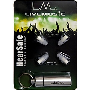 LiveMus!c HearSafe Ear Plugs - High Fidelity Earplugs for Musician, Concert, Drummer, DJ & Clubbing - Reusable, Comfortable - Noise Protection, Cancelling (Standard Size)
