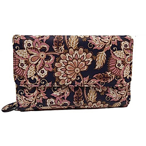 MUNDI Women's Vegan Faux Leather MY BIG FAT WALLET Flap RFID Clutch Ladies i656x (Blue Floral)