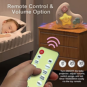 White Noise Machine Baby Soother with Toy Remote,108 Lullaby Baby Sound Machine for Sleeping with Night Light,Portable Sound Machine Baby Toys for Traveling