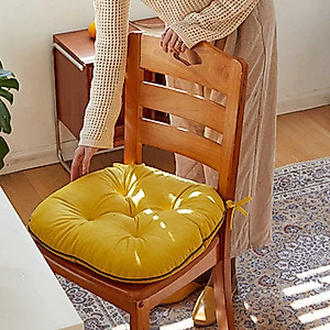 LUYAJYI Dining Chair Padding 19 X 18 Inch Lace-up Chair Cushion Non-Slip Dining Chair Cushion Machine Washable Velvet Chair Cushion White