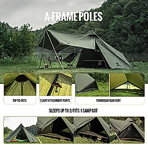 OneTigris Conifer Canvas Tent with Stove Jack, Teepee Hot Tent with Snow Skirt for Tent Stove Winter Camping