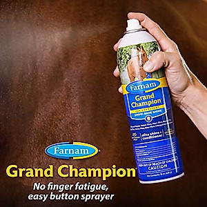 Farnam Grand Champion Fly Repellent for Horses, Plus Coat Conditioner for Show Ring Shine, 15-Ounce Non-Aerosol Spray Bottle (100528258)