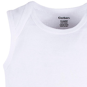 Gerber Unisex Baby Multi-Pack Sleeveless Onesies Bodysuit White 18 Months